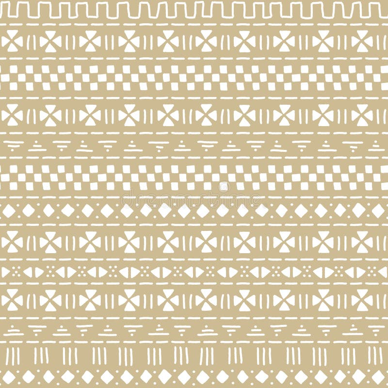 Beige and White Mudcloth African Ethnic Geometric Seamless Pattern ...