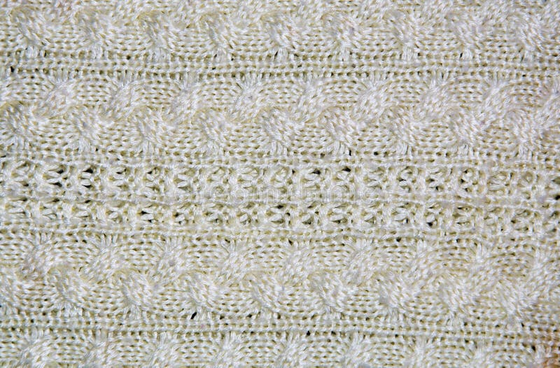 Beige Wool Knitted Fabric with Patterns Closeup Stock Photo - Image of ...