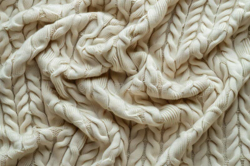 Beige Woolen Sweater Texture Background, Top View. Beige Knitted Fabric ...