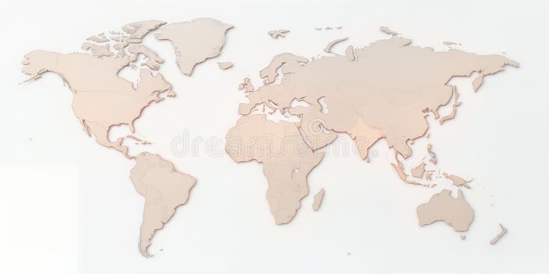Beige World Map on White Background Stock Illustration - Illustration ...