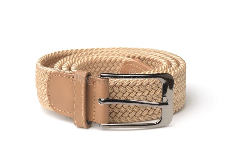 Beige Woven Braided Textile Stretch Belt Stock Photo - Image of closeup ...