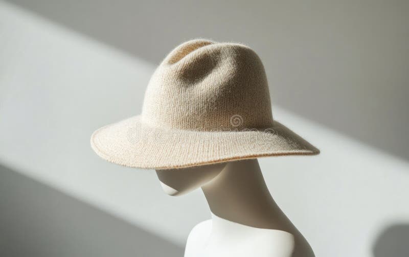 Beige Woven Fedora Hat in Dramatic Sunlight Stock Illustration ...