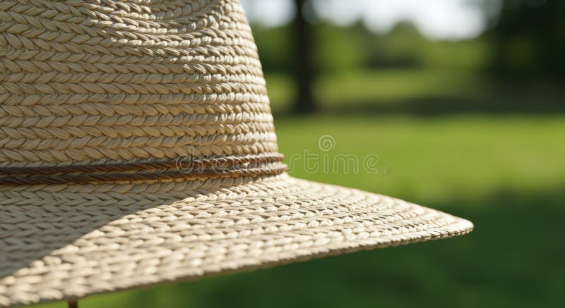 Beige Woven Straw Hat Close Up Outdoors Stock Illustration ...