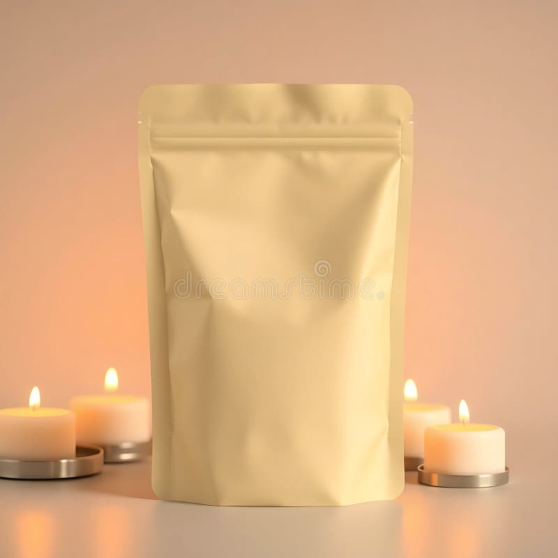 Beige Ziplock Packaging Mockup for Food Products Stock Illustration ...