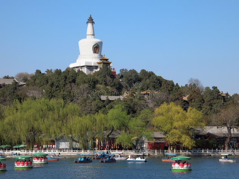 The Beijing Beihai Park White Pagoda Stock Photo - Image of white ...