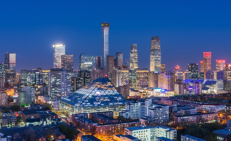 Beijing CBD Skyline Night View Editorial Image - Image of abstract ...