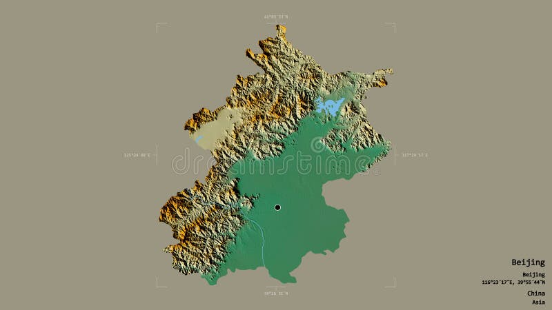 Beijing - China. Bounding Box. Relief Stock Illustration - Illustration ...