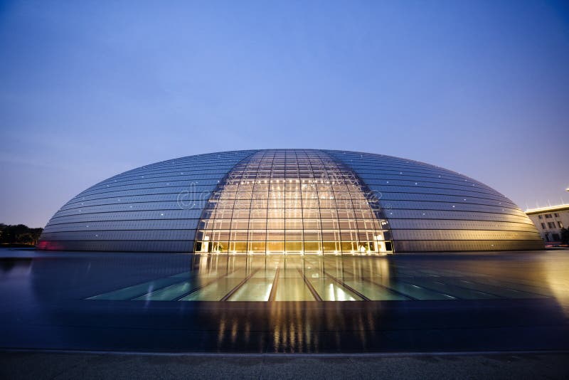 Beijing China National Grand Theater Stock Photo - Image of lake, licht ...