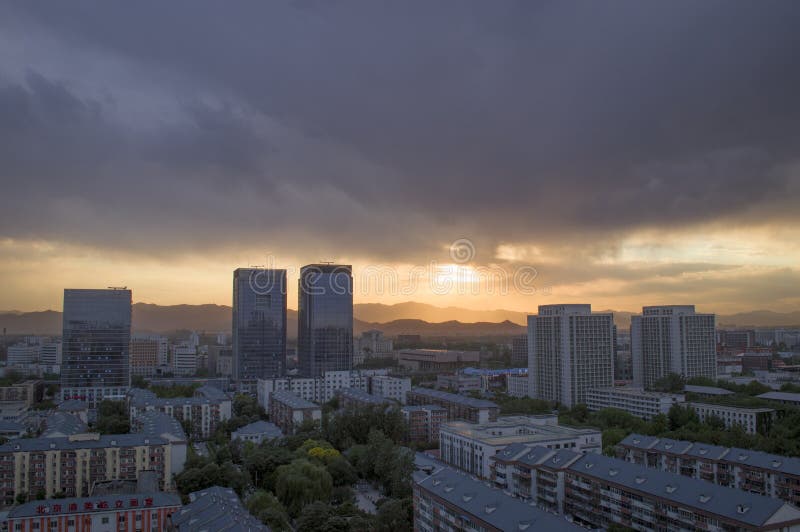 Beijing City Magical Sunset Scene Editorial Image - Image of clouds ...