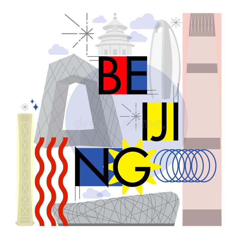 Beijing culture travel set stock illustration. Illustration of china ...