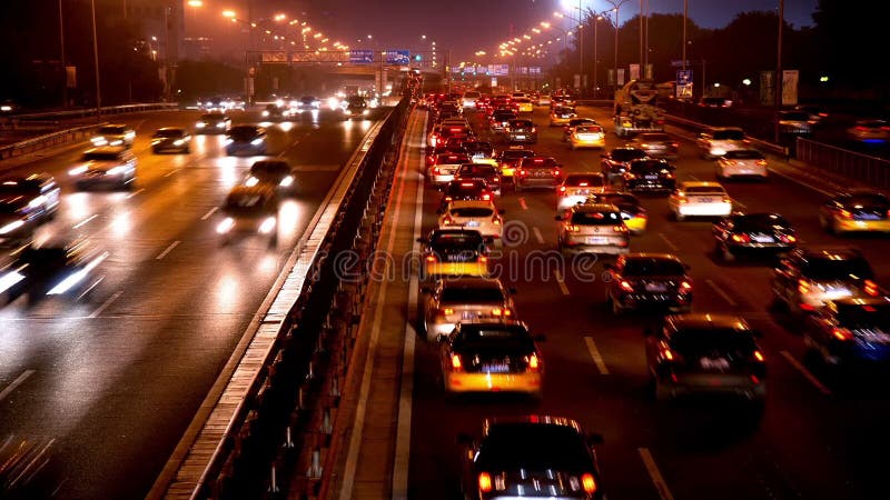Beijing Freeway Traffic at Night Stock Video - Video of fast ...