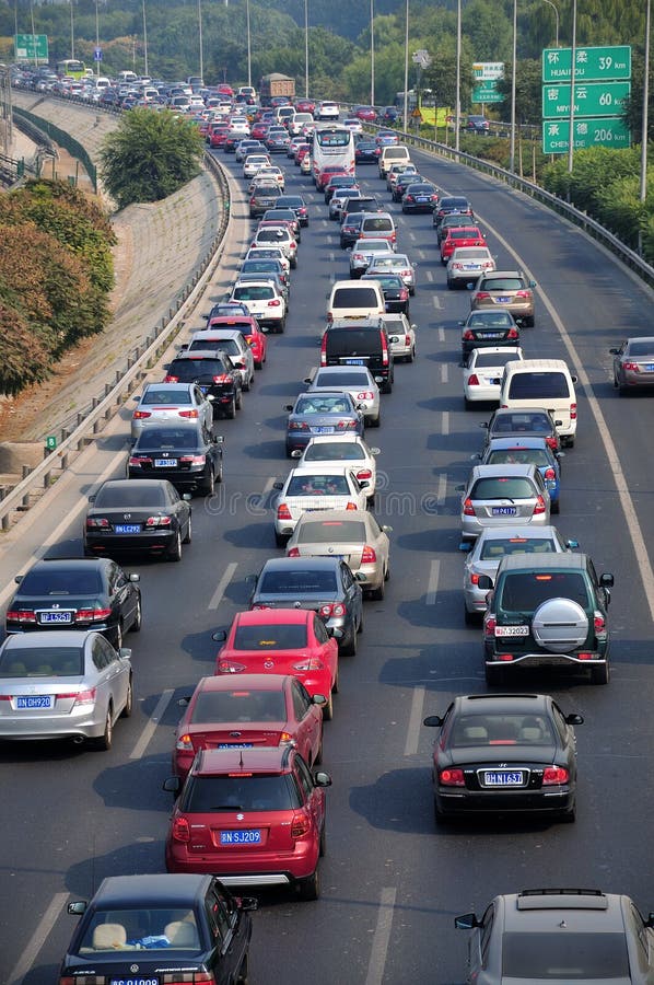 Beijing Heavy Traffic Jam and Air Pollution Editorial Stock Image ...