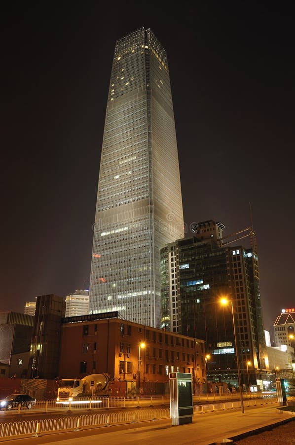 Beijing International Trade Building Night Scene Editorial Photography ...