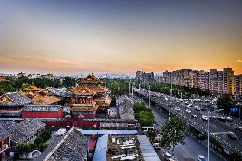 Lama Temple in sunset editorial stock image. Image of beautiful - 125293744