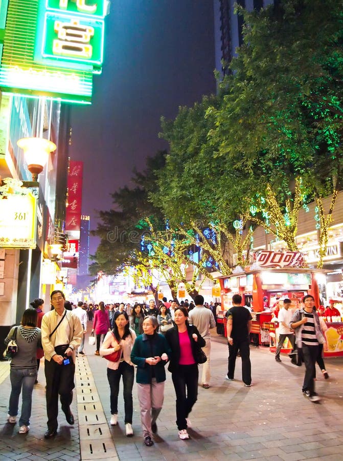 Beijing Lu , Main Shopping Steet in Guangzhou. Editorial Photography ...