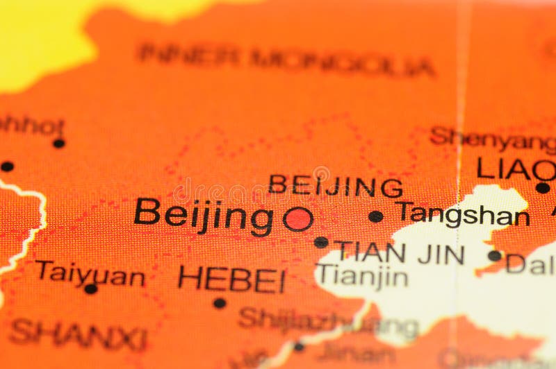 Beijing on map stock photo. Image of closeup, cartography - 6838466