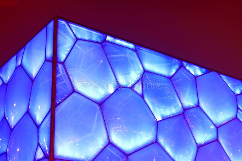 Beijing Olympic Park Water Cube Local Features at Night Stock Photo - Image of gymnasium ...