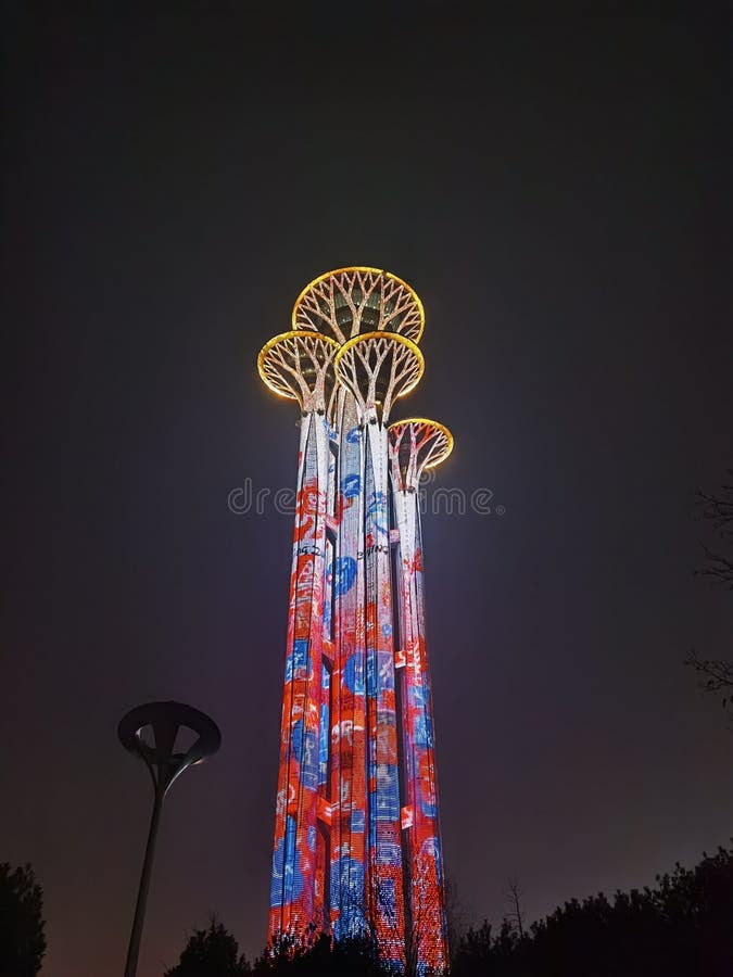Beijing Olympic Tower, Night Scene Editorial Image - Image of olympic ...