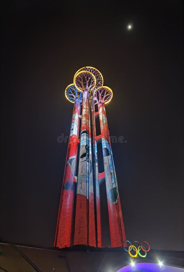 Beijing Olympic Tower, Night Scene Editorial Photography - Image of ...