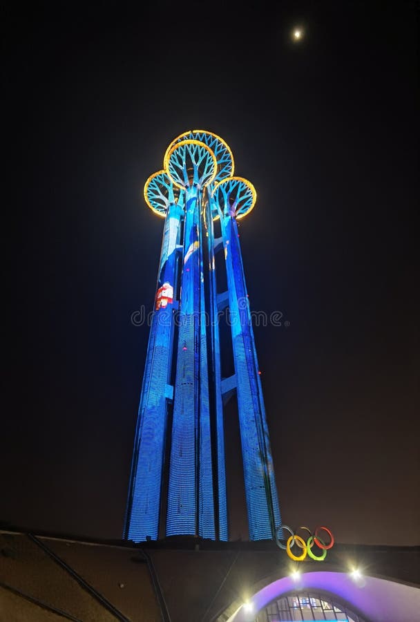 Beijing Olympic Tower, Night Scene Editorial Stock Image - Image of ...