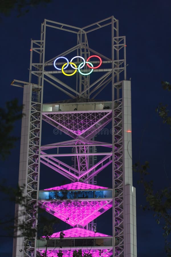 Beijing Olympic Tower Shines in Night Sky Editorial Photography - Image ...