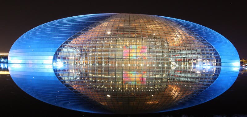 Beijing Opera House by Night Editorial Image - Image of night, blue ...