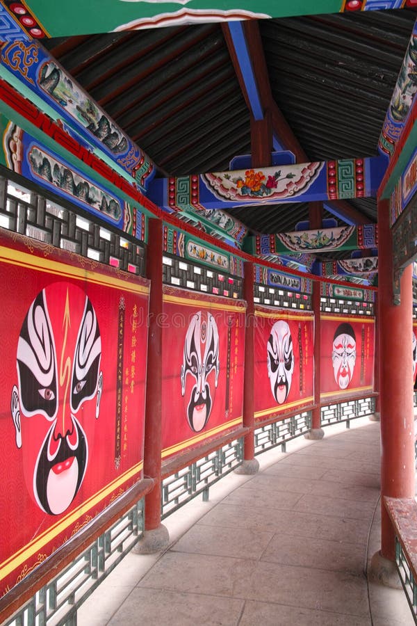 Beijing Opera Mask Corridor Editorial Image - Image of pillars, face ...