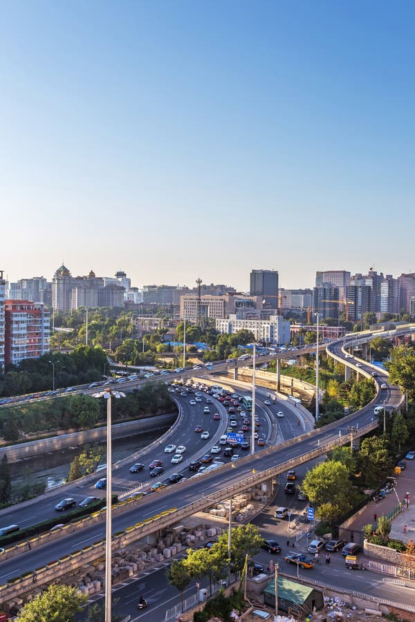 Beijing overpass at night stock image. Image of crossing - 42300945