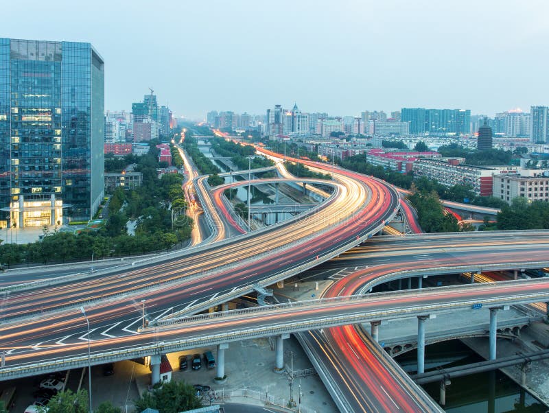 Beijing overpass at night stock image. Image of crossing - 42300939