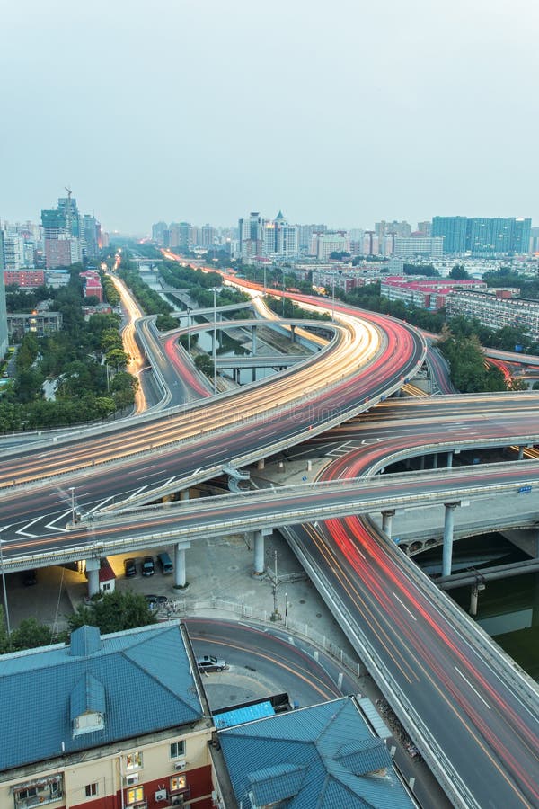 Beijing overpass at night stock image. Image of crossing - 42300945