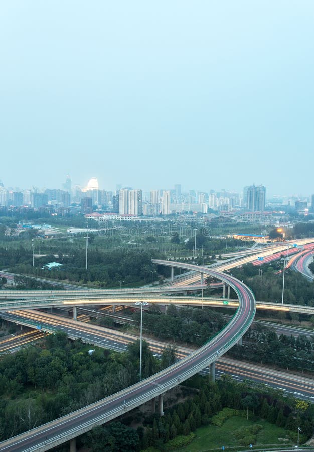 Beijing overpass at night stock photo. Image of landscape - 43627332