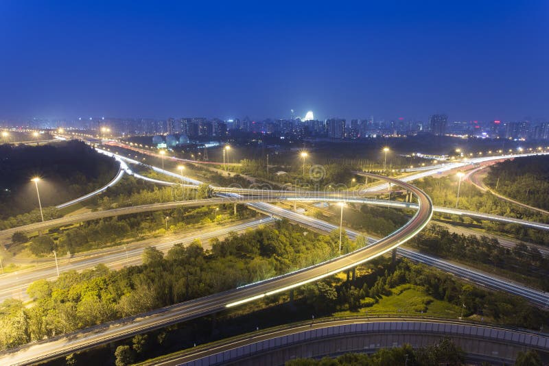 Beijing overpass at night stock image. Image of crossing - 42300939