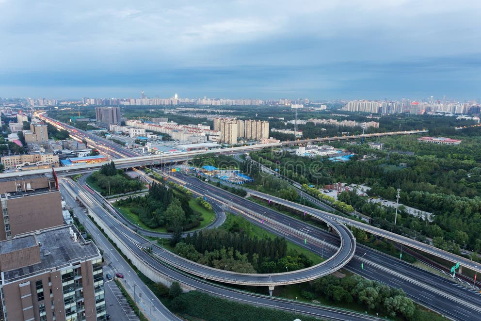 Beijing overpass at night stock photo. Image of junction - 46032034