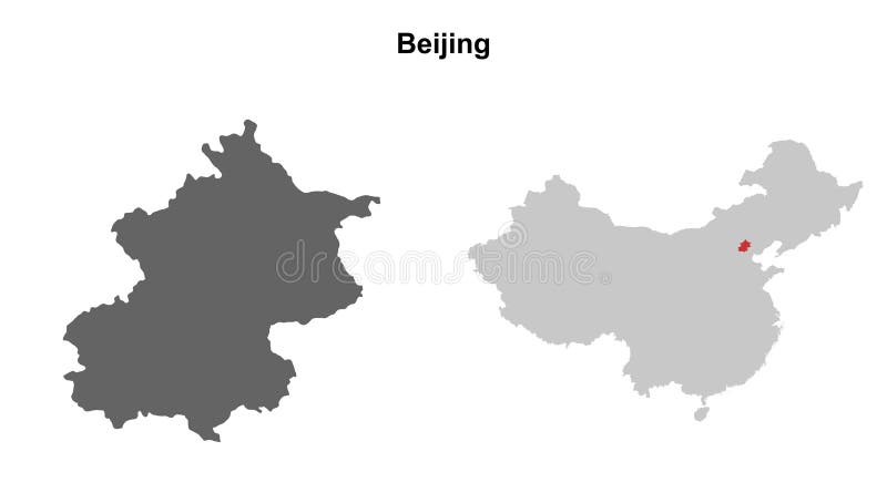 Beijing outline map stock vector. Illustration of provinces - 378852002