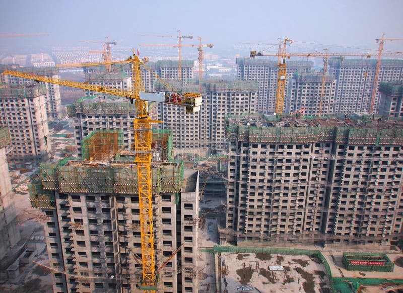 Beijing Skyline ,Crane in Construction Stock Image - Image of real ...