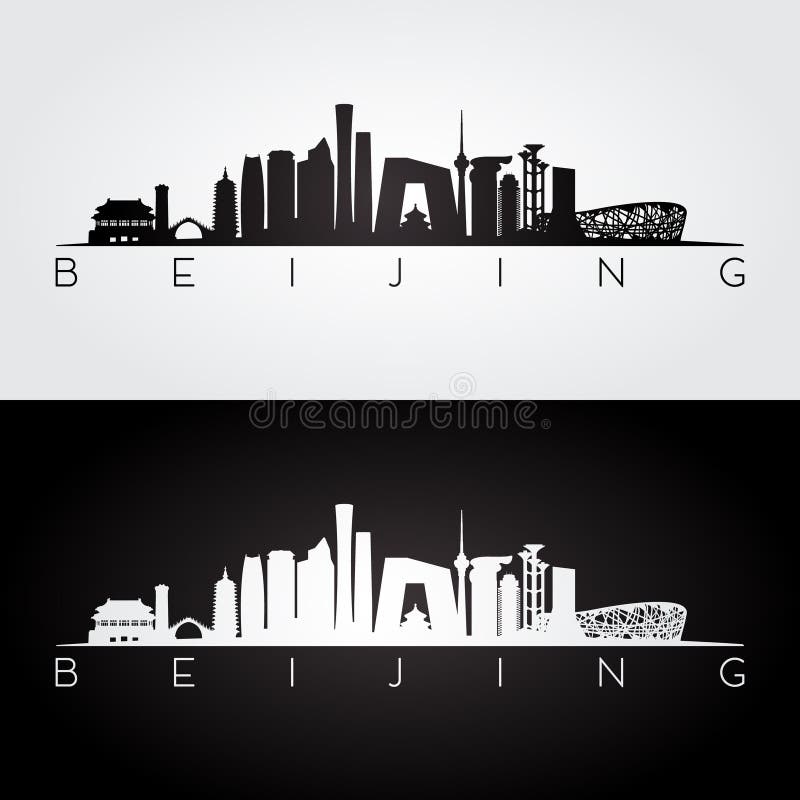 Beijing Skyline and Landmarks Silhouette. Stock Vector - Illustration ...