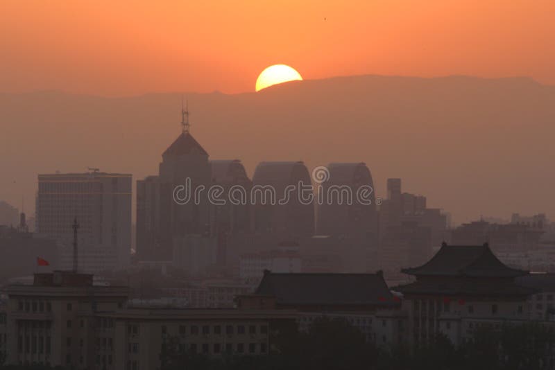 Beijing Sunset from Jingshan Park Stock Image - Image of capital ...