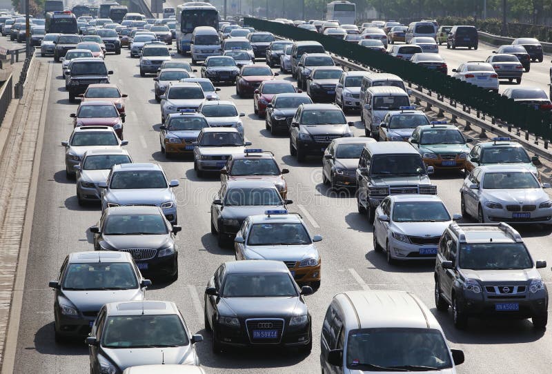 Beijing Traffic Jam and Air Pollution Editorial Stock Image - Image of ...