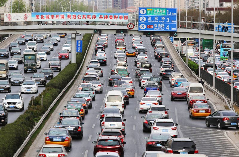 Beijing Traffic Jam and Air Pollution Editorial Photography - Image of ...