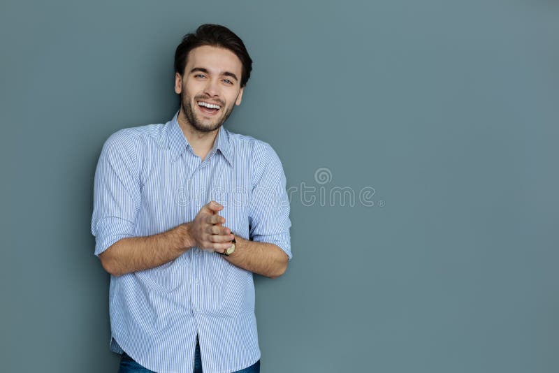 Joyful Positive Man Feeling Happy Stock Image - Image of glad, idea ... Joyful Positive Man Feeling Happy Stock Image - Image of glad, idea ...