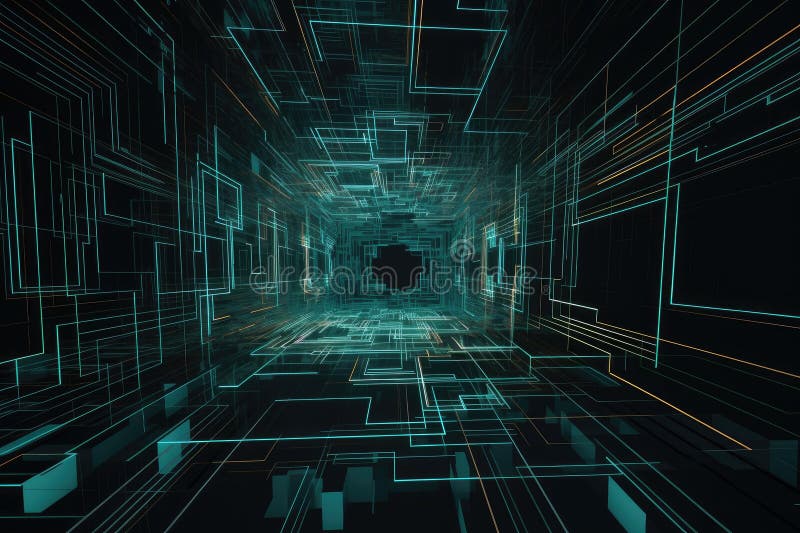 Being Unable To Escape Digital Glitch, with Lines and Squares Twisting ...