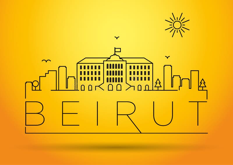 Beirut City Line Silhouette Typographic Design Stock Illustration ...