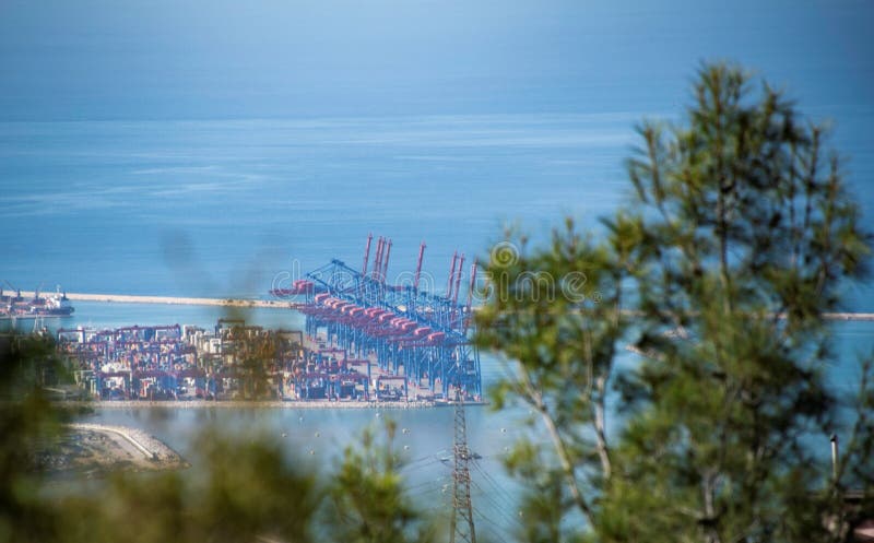 Beirut Harbor Seen from a Distant Hill Stock Photo - Image of aerial ...