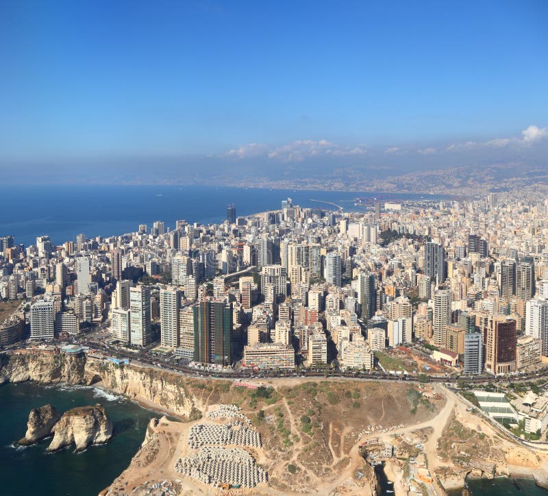 Vista Aérea De Beirut Líbano, Ciudad Scape De La Ciudad De Beirut ...