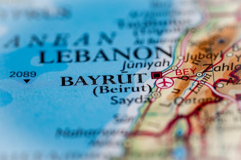 Beirut, Lebanon Highlighted on a World Map Stock Photo - Image of ...