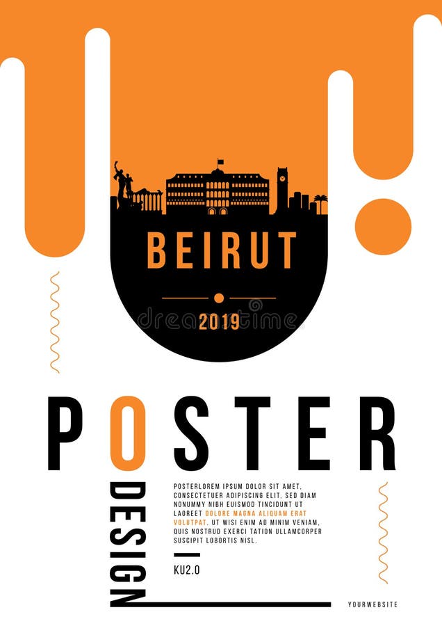 Beirut Modern Poster Design with Vector Linear Skyline Stock ...