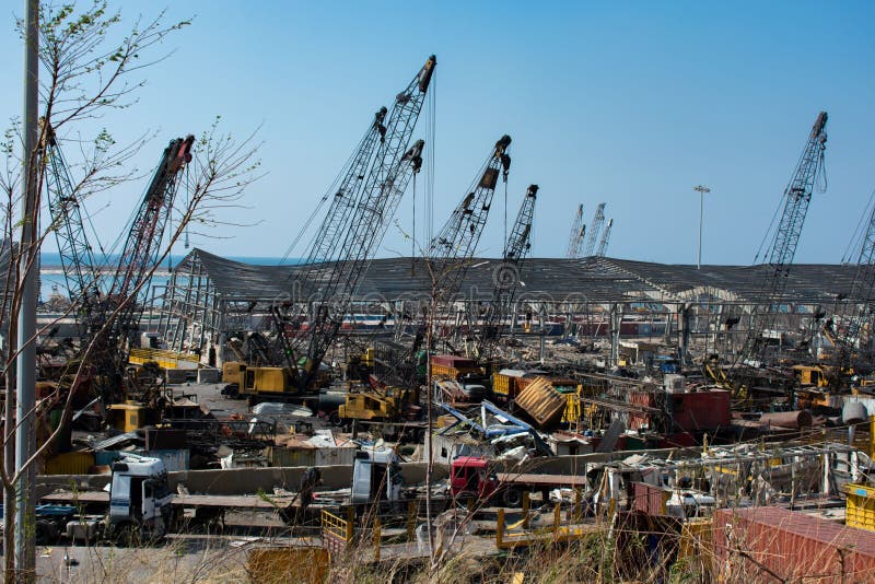 Beirut Port Area in the Aftermath of a Massive Explosion Editorial ...