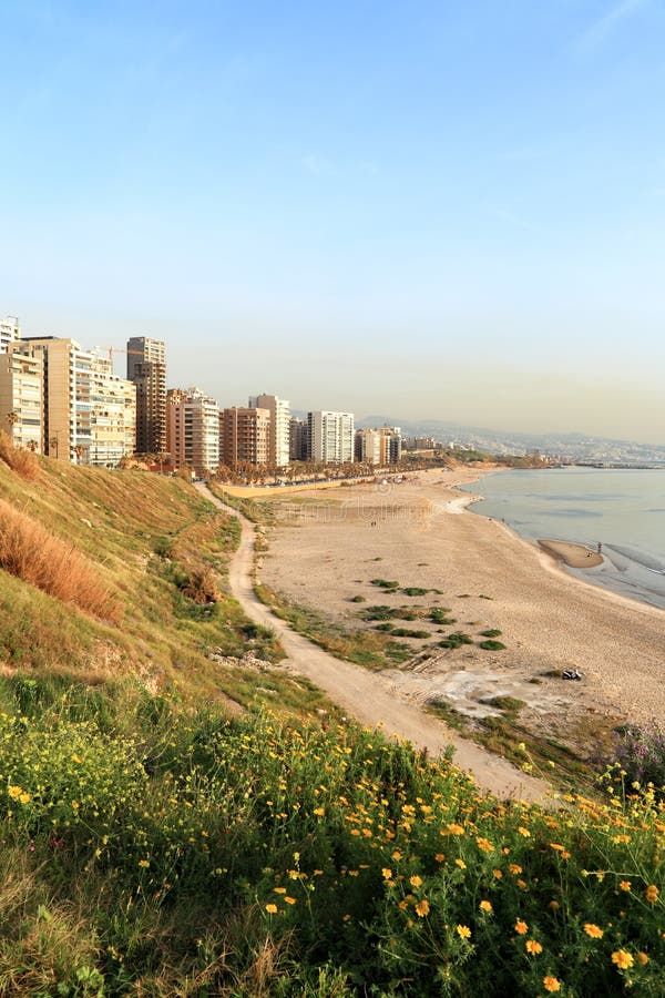 Ramlet El Baida Beach, Beirut-Lebanon Stock Photo - Image of middle ...