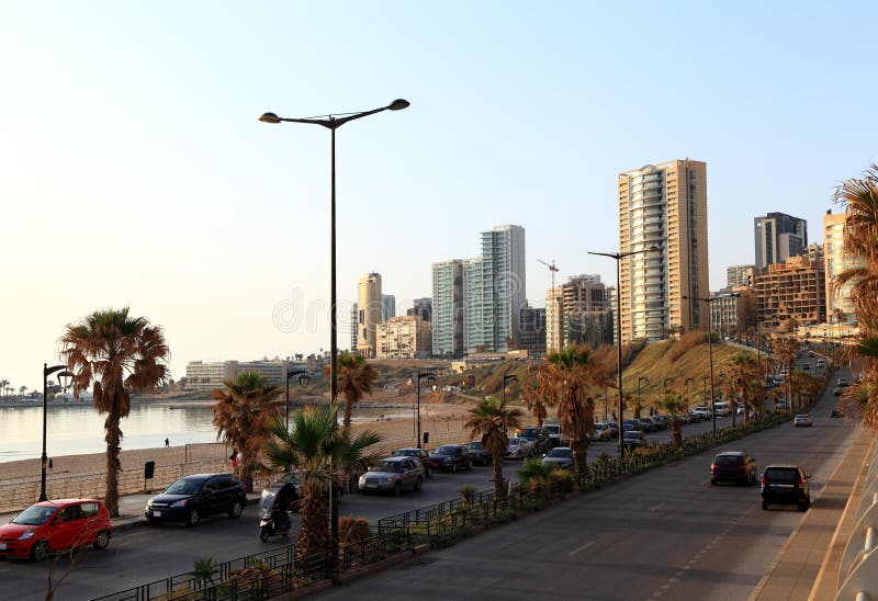 Ramlet El Baida Beach, Beirut-Lebanon Stock Photo - Image of middle ...