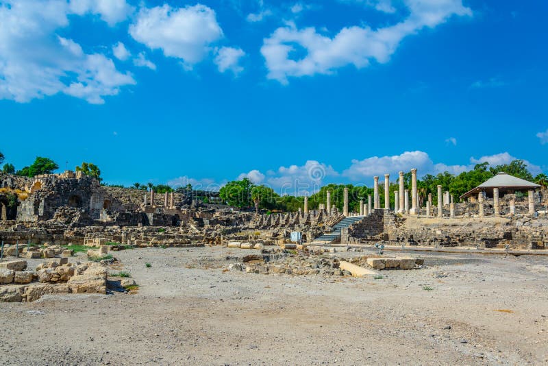 Beit Shean Roman Ruins in Israel Stock Photo - Image of architecture ...